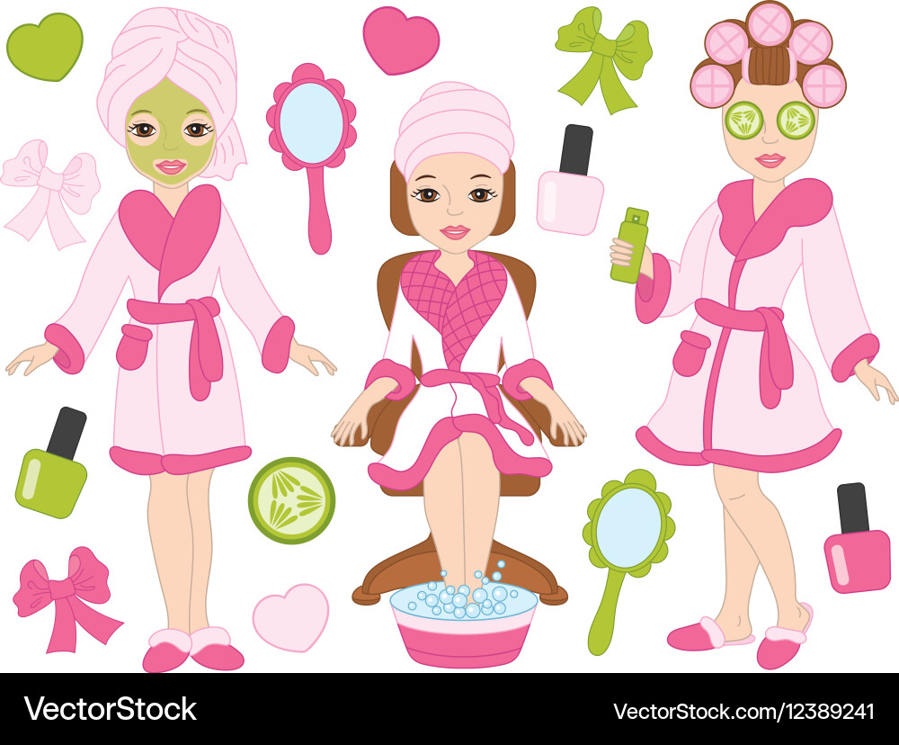Spa girls set Royalty Free Vector Image - VectorStock
