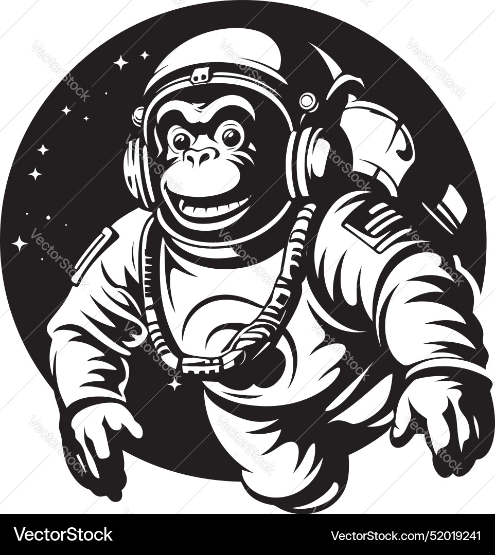 Spacefaring simian sojourn logo design galactic Vector Image