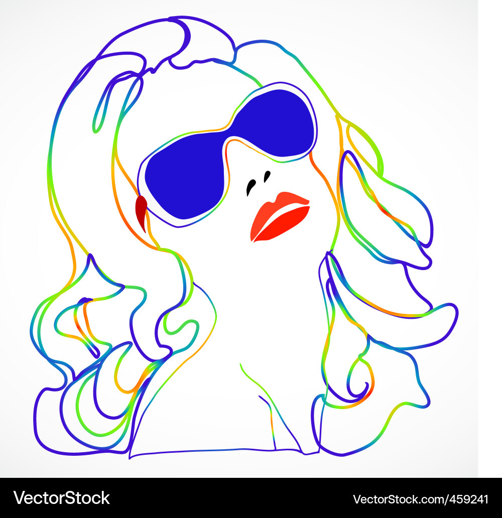 Woman portrait with colored outline Royalty Free Vector