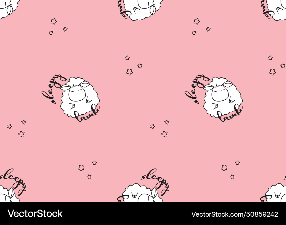 Cute sheep seamless pattern lamb wrapping Vector Image