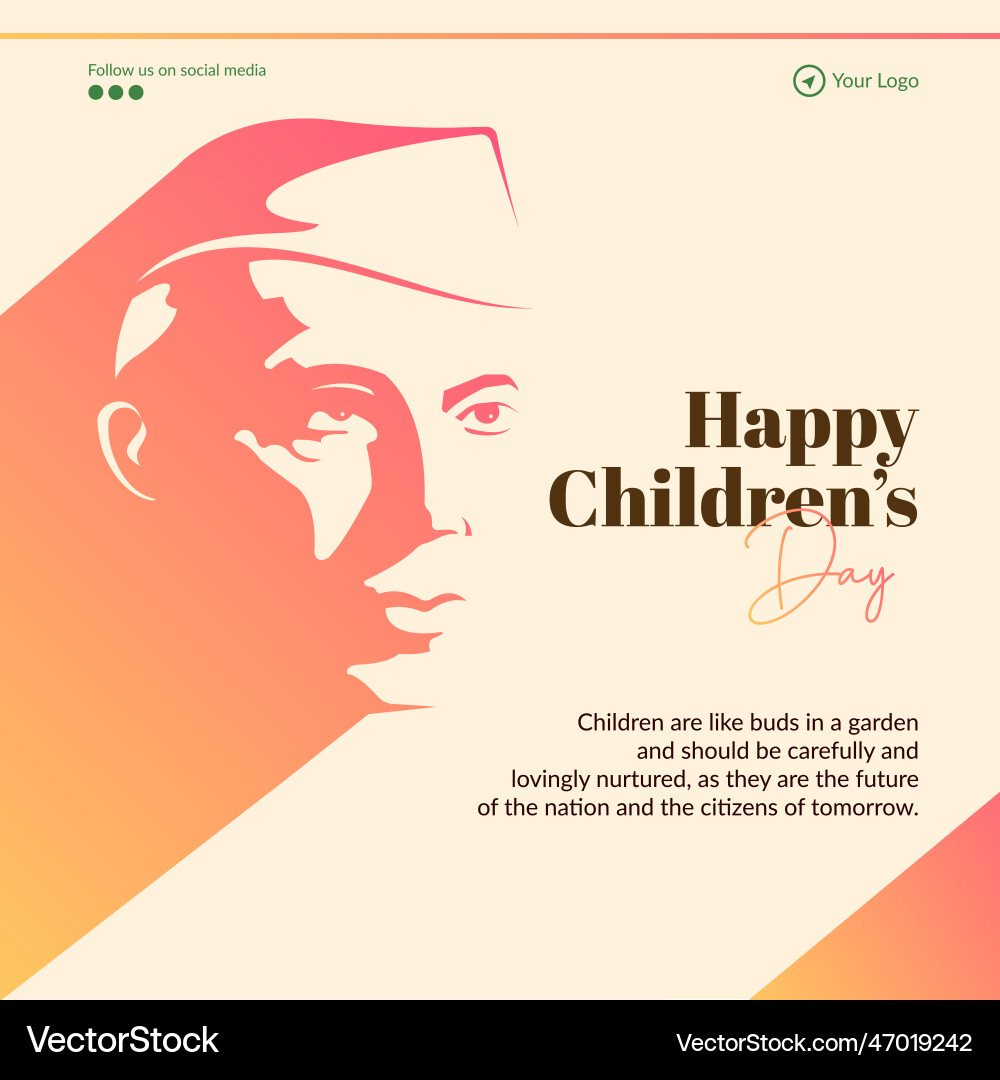 Flat happy children day banner design template Vector Image