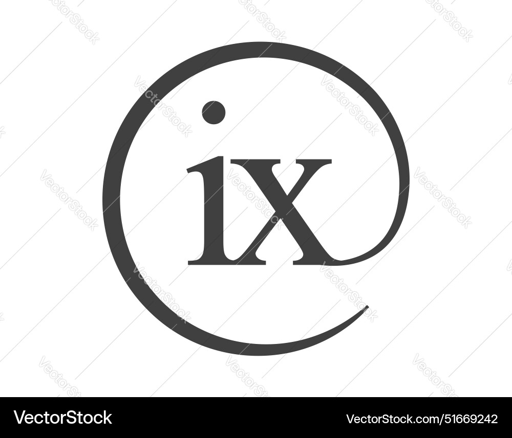 Ix logo from two letter with circle shape email Vector Image