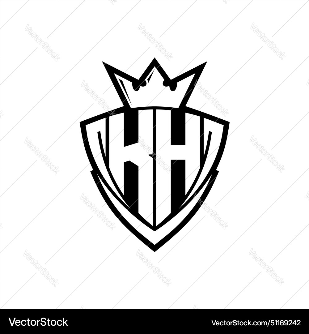 Kh letter logo with sharp triangle shield shape Vector Image