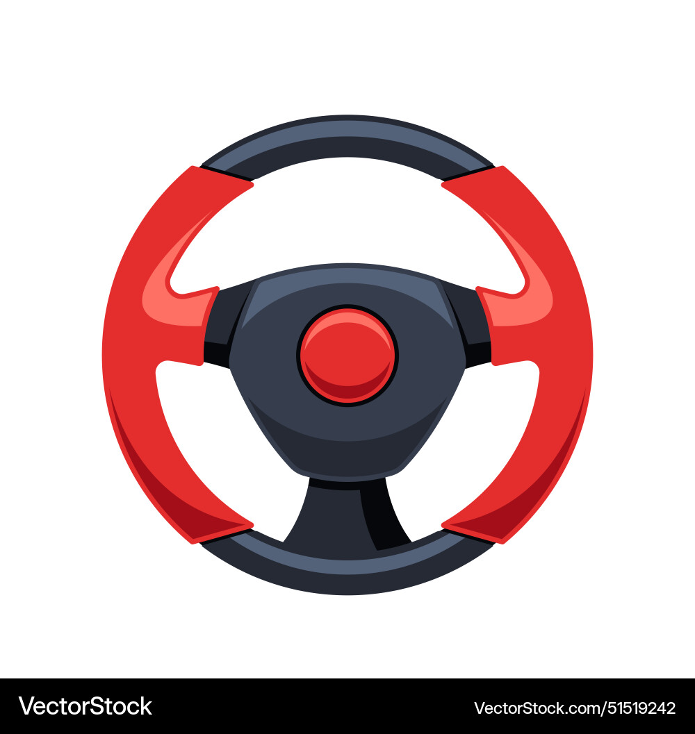 Modern car steering wheel featuring a sleek red Vector Image