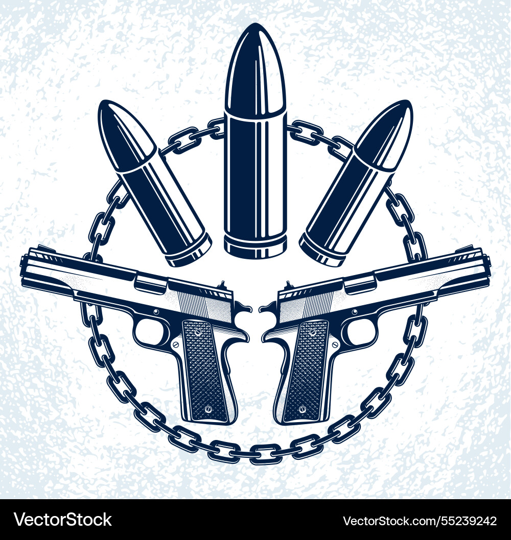 Revolution and war emblem with bullets guns Vector Image