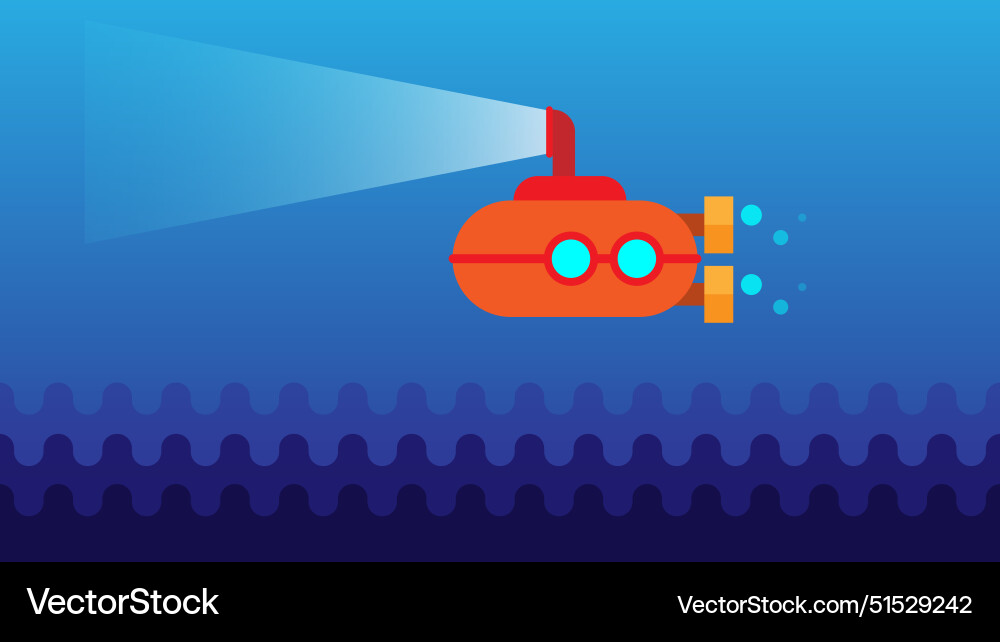 Submarine with periscope underwater Royalty Free Vector