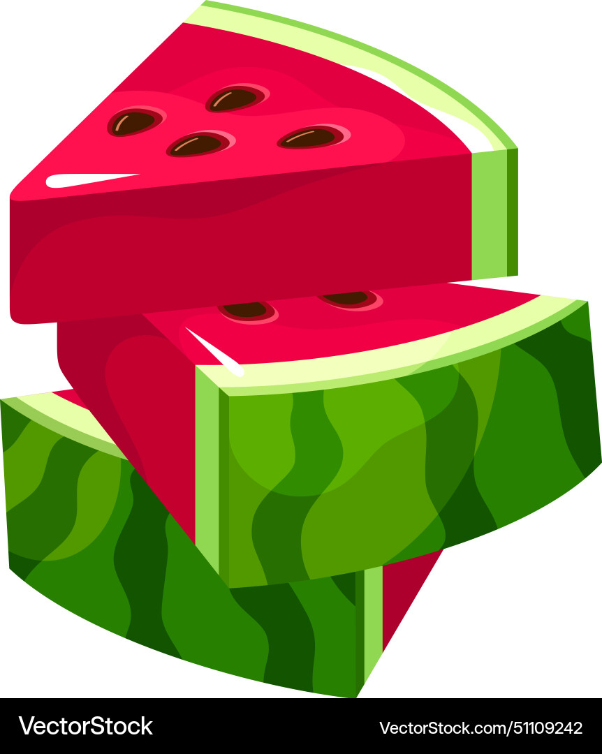 Watermelon triangle slice stack cartoon summer Vector Image