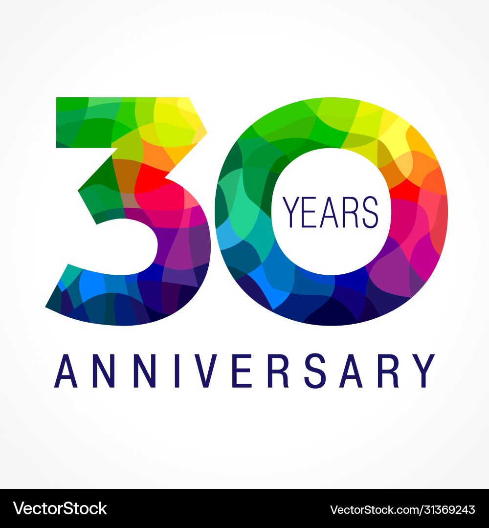 30 anniversary color logo Royalty Free Vector Image