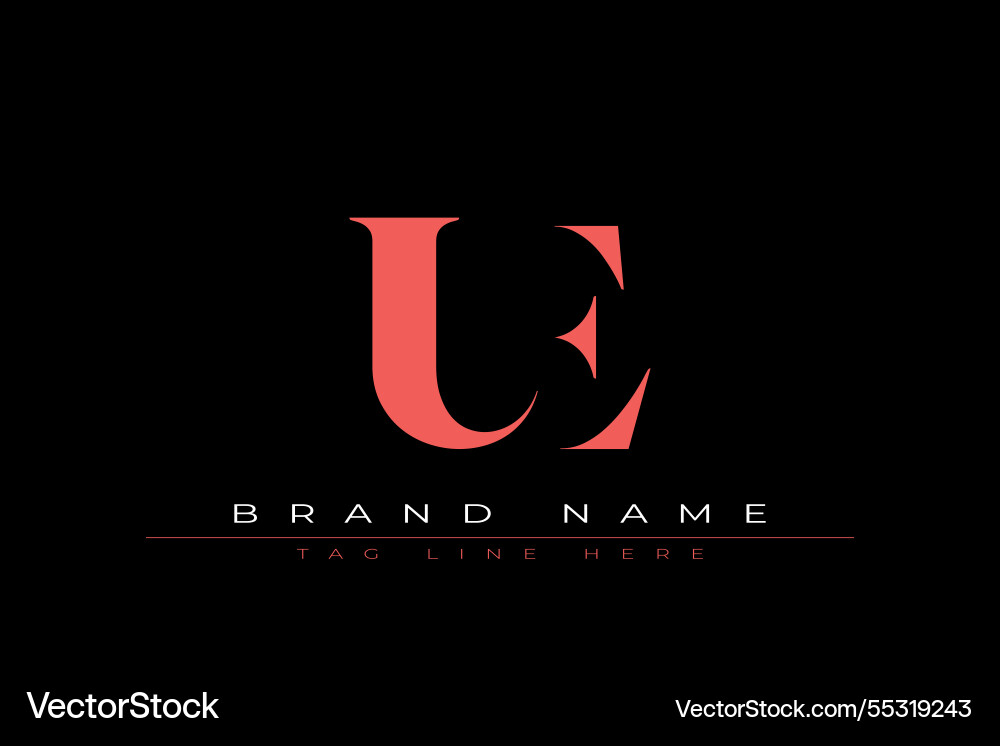 Abstract letter ue minimal logo design template Vector Image