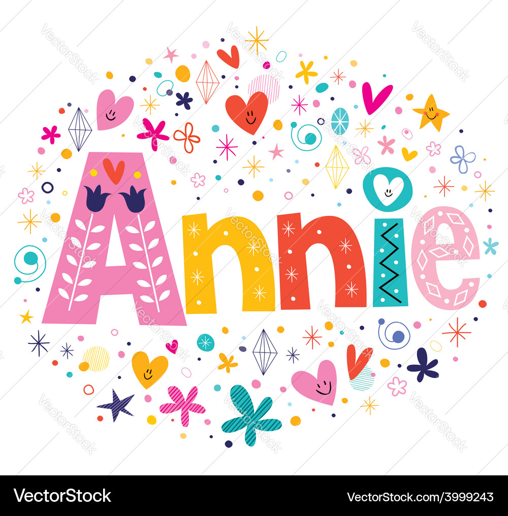 Annie Name Lettering Hearts Royalty Free Vector Image
