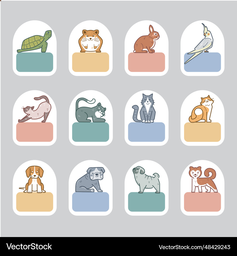 Back to school labels with cute animals Royalty Free Vector