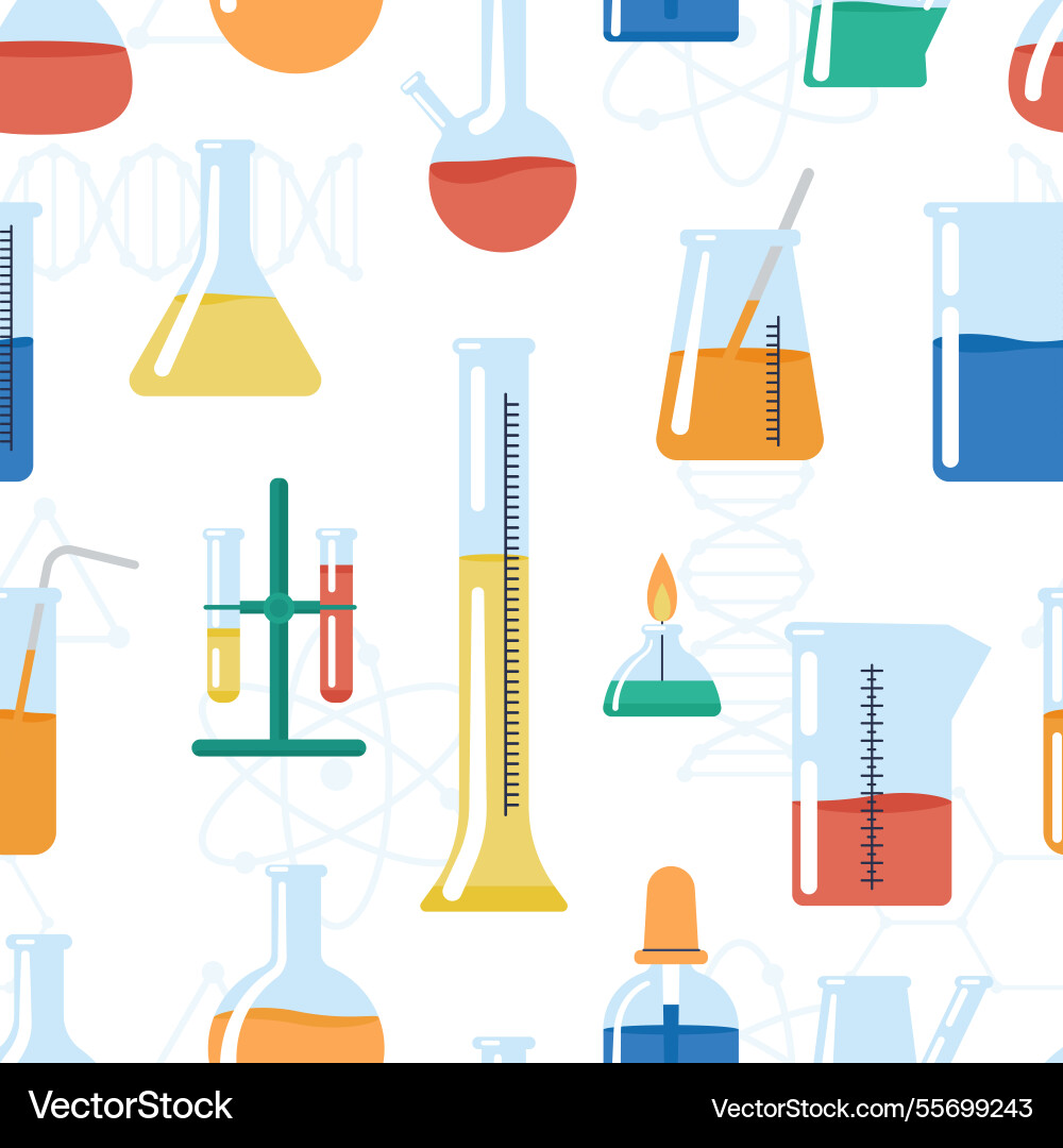 Chemistry tools seamless pattern laboratory Vector Image