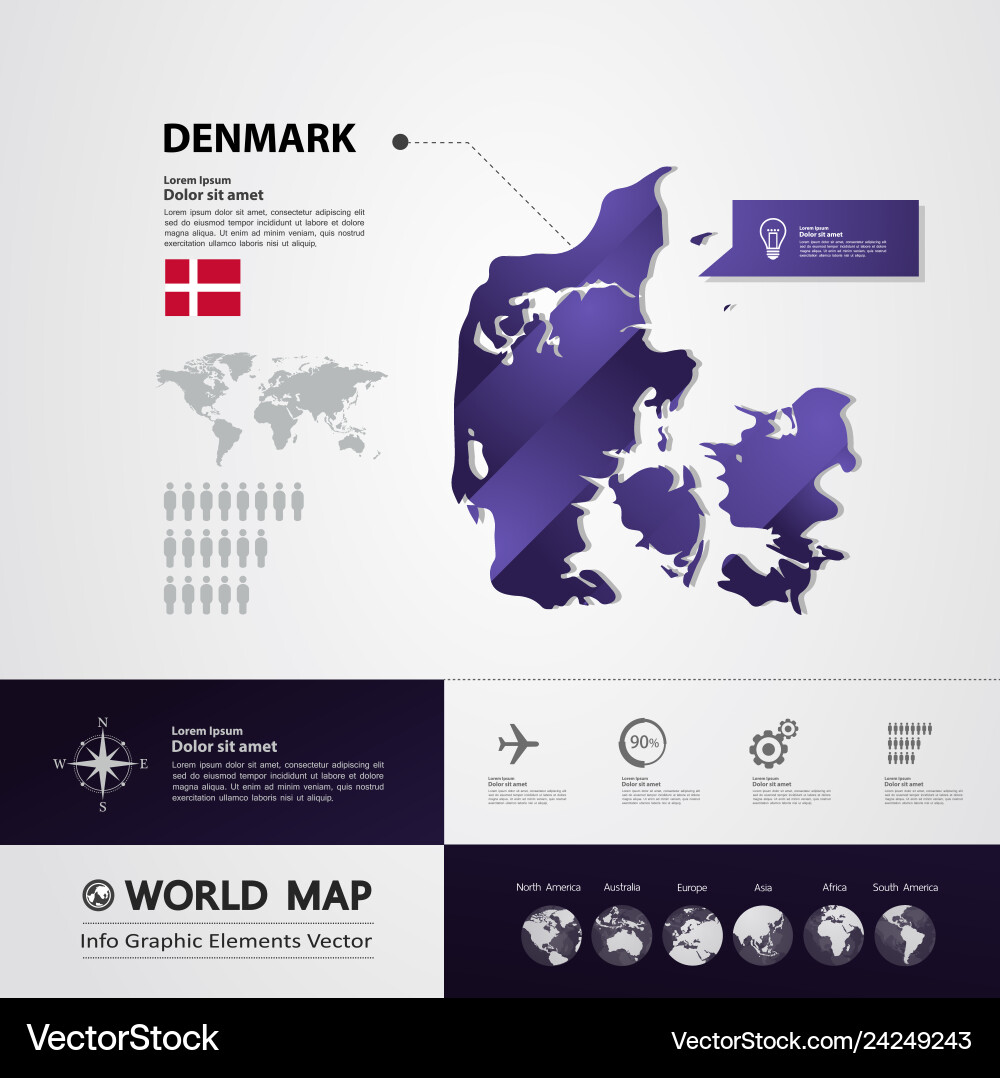 Denmark map Royalty Free Vector Image - VectorStock