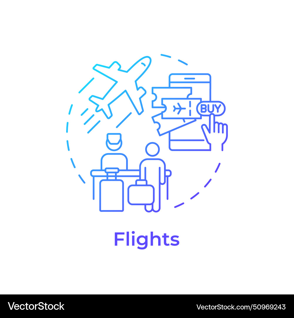 Flights blue gradient concept icon Royalty Free Vector Image