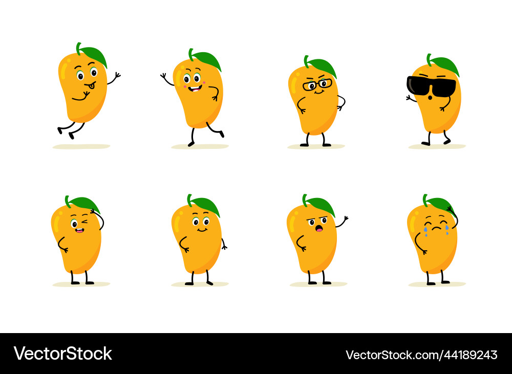 Mango character with funny face happy cute Vector Image