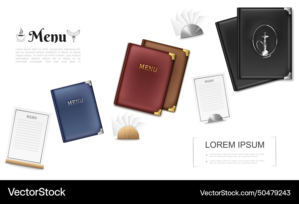 Realistic cafe menu covers template Royalty Free Vector