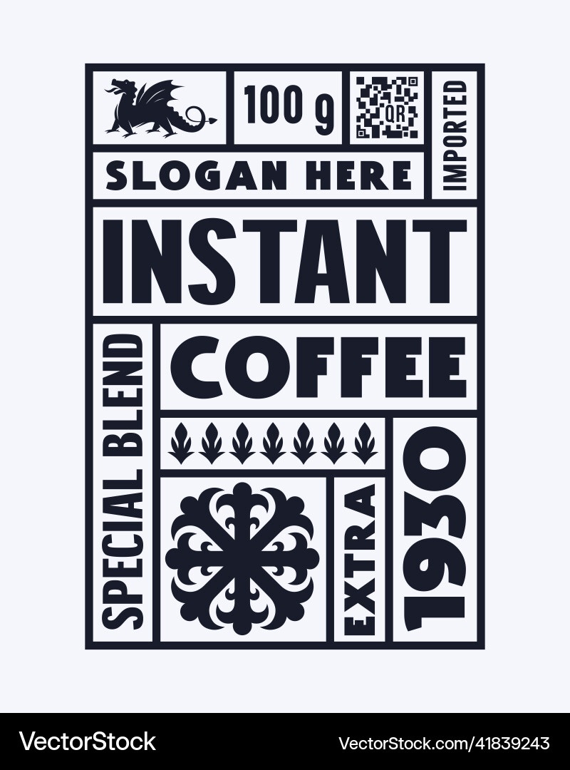 Template label for instant coffee Royalty Free Vector Image