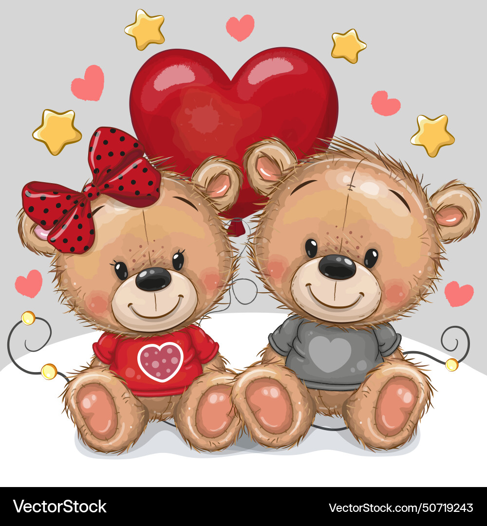 Two cute cartoon teddy bears Royalty Free Vector Image
