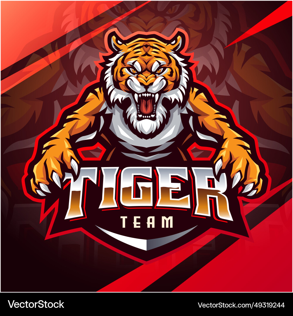 Aggressive Tiger Esports Mascot Logo Royalty Free Vector