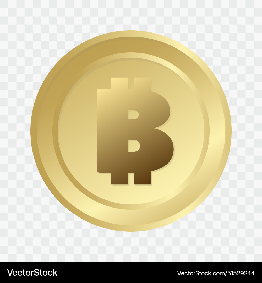 Bitcoin gold circle coin sign isolated Royalty Free Vector