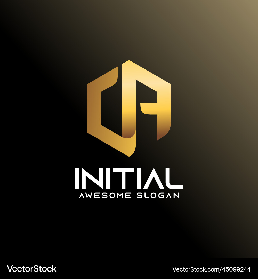 Da initial logo vintage gold gradient Royalty Free Vector