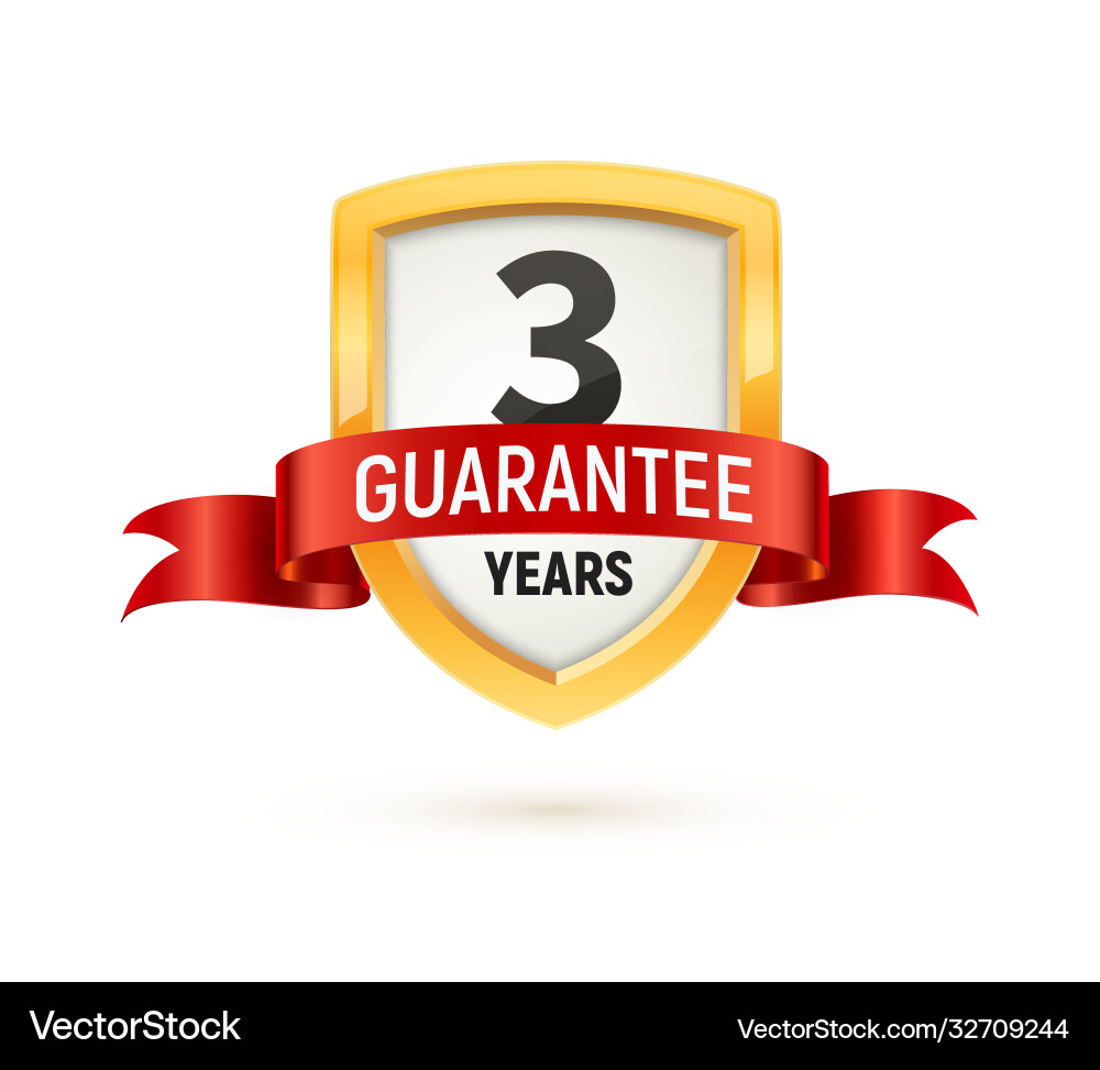 Guarantee 3 years isolated label on white Vector Image