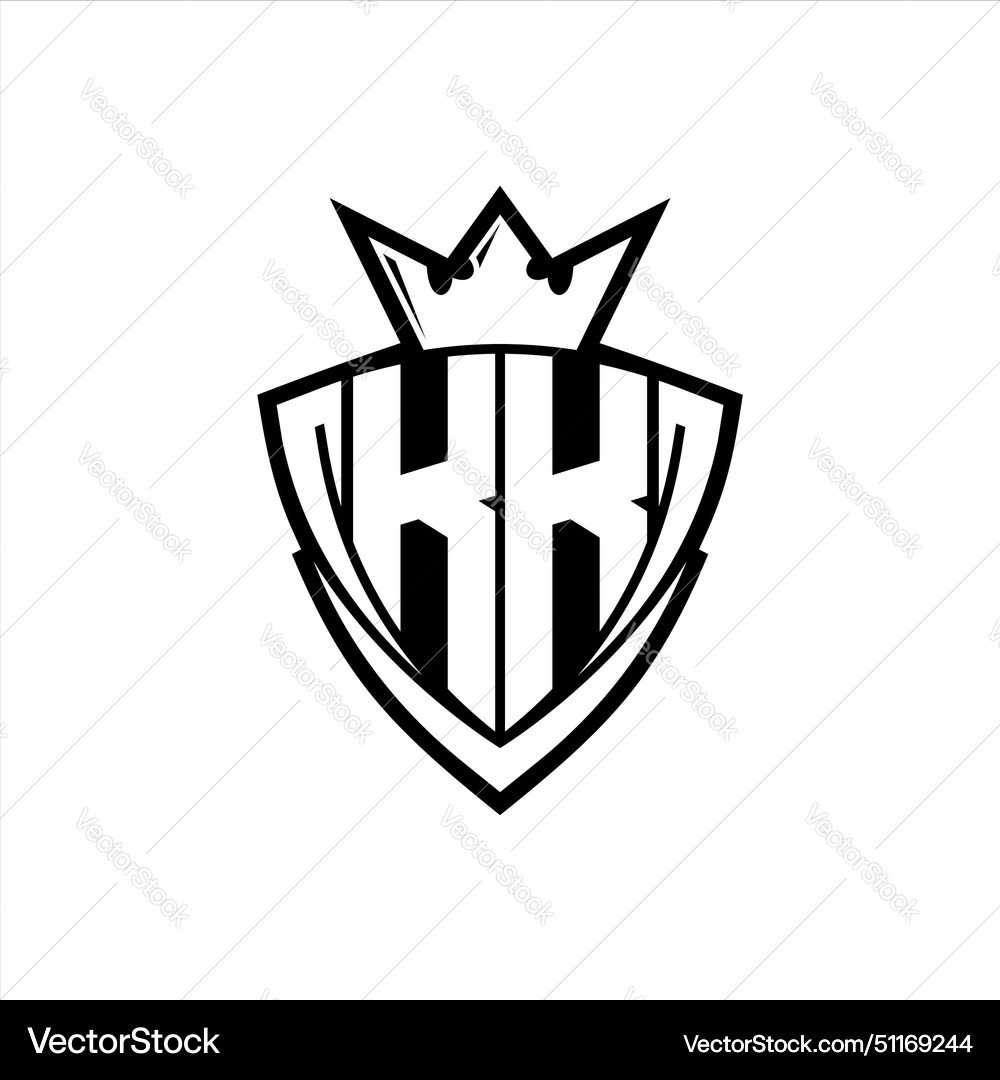 Kk letter logo with sharp triangle shield shape Vector Image