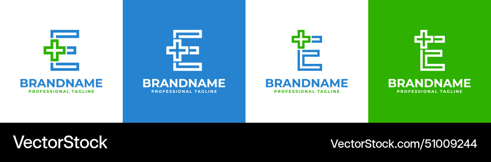 Letter e medical cross modern logo suitable Vector Image