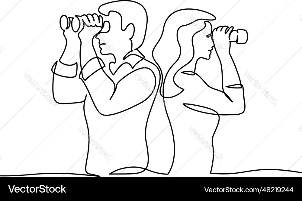 Man and woman looking into distance Royalty Free Vector
