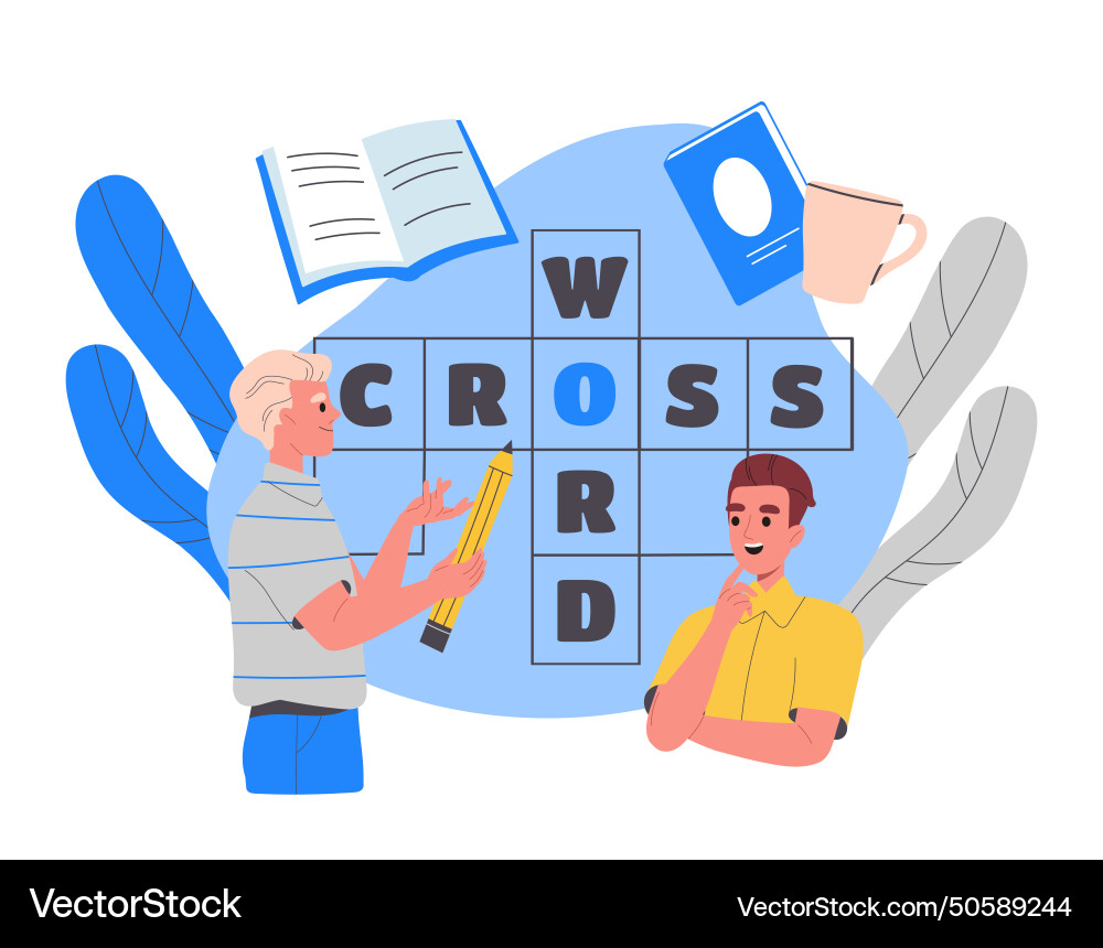 People with cross word Royalty Free Vector Image