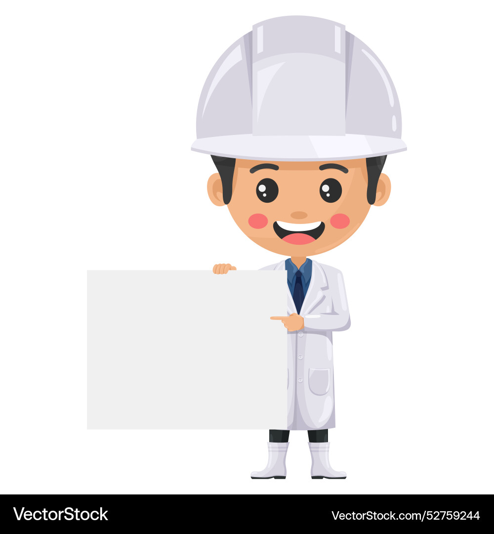 Quality control supervisor holding a banner Vector Image