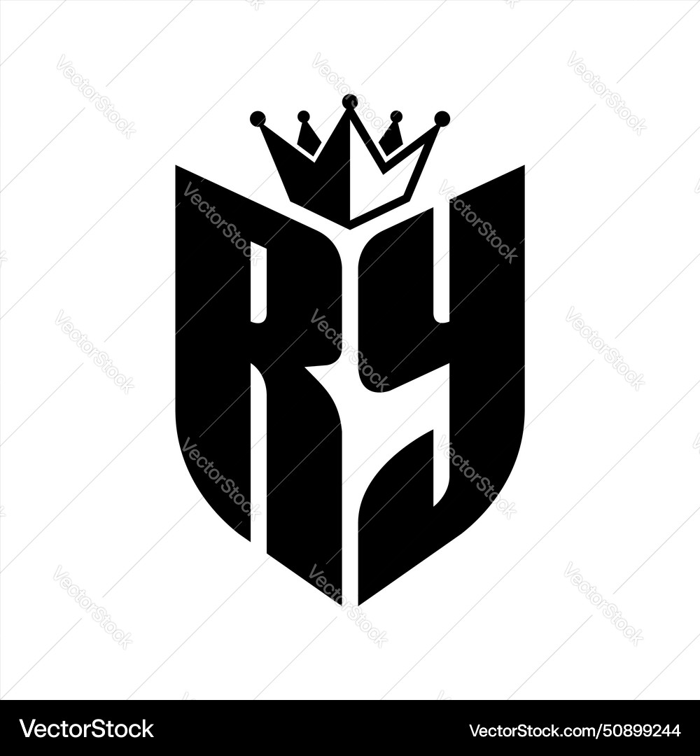 Ry letter monogram with shield shape crown Vector Image