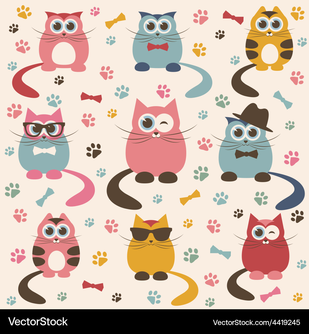 Background with cute cats Royalty Free Vector Image