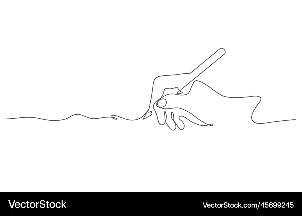 Hand writing with pencil in continuous line Vector Image