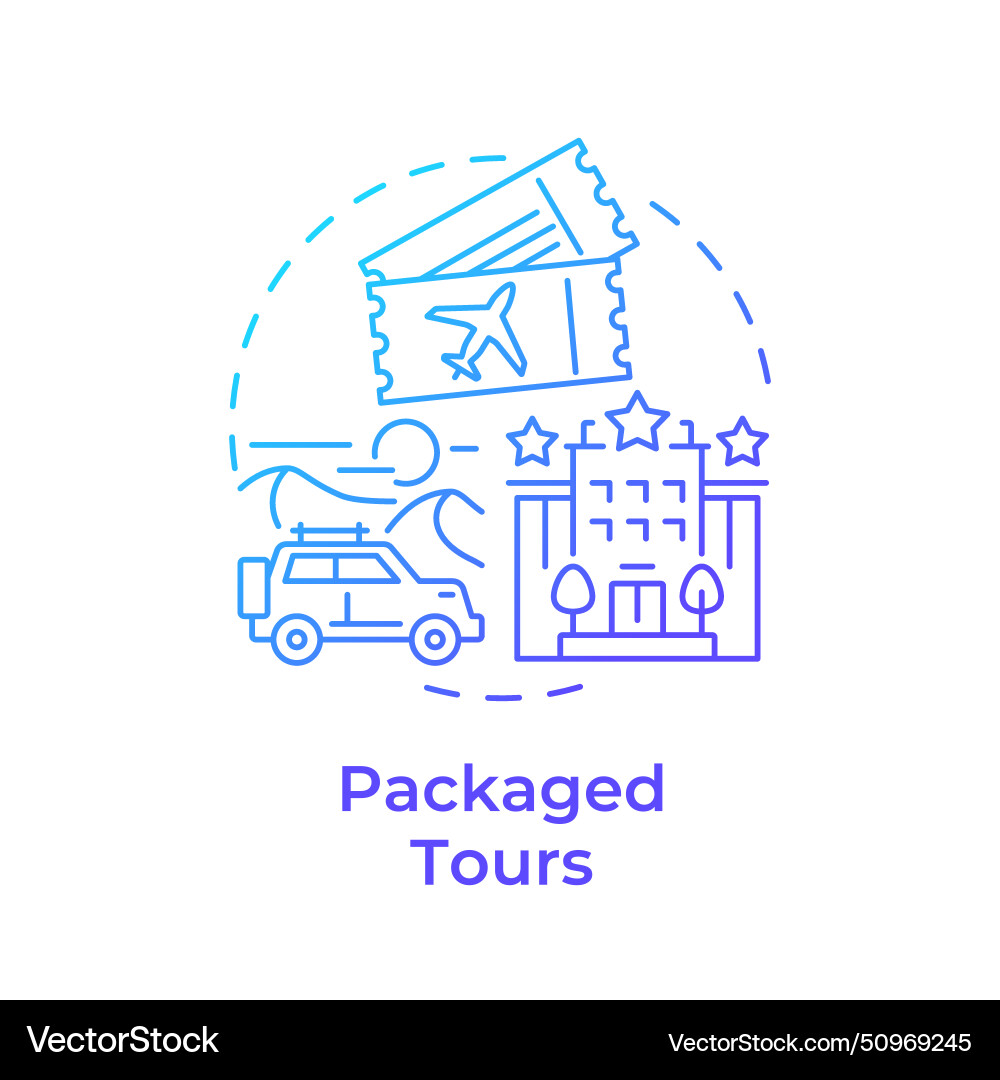 Packaged tours blue gradient concept icon Vector Image