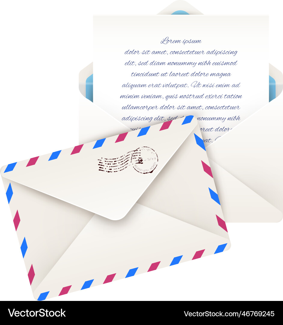 Realistic letter Royalty Free Vector Image - VectorStock