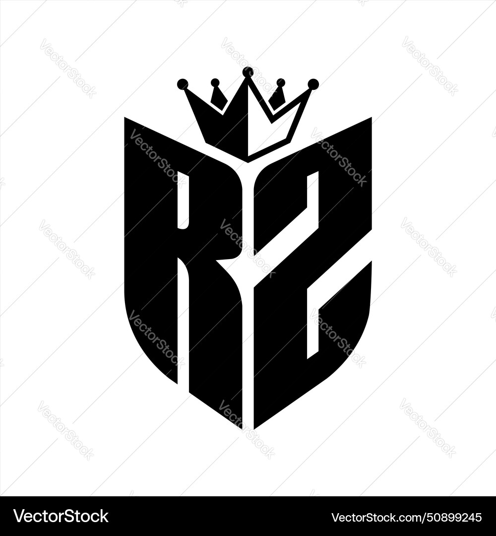 Rz letter monogram with shield shape crown Vector Image