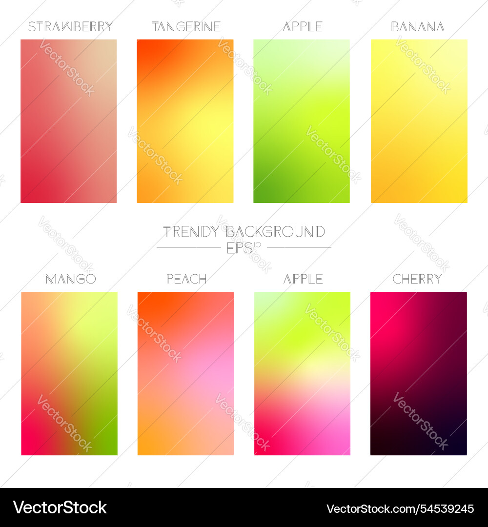 Set of soft fruit gradients Royalty Free Vector Image