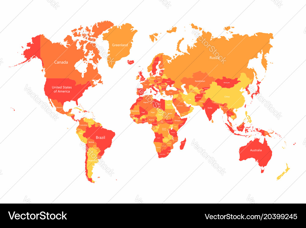 World map with countries borders abstract red Vector Image