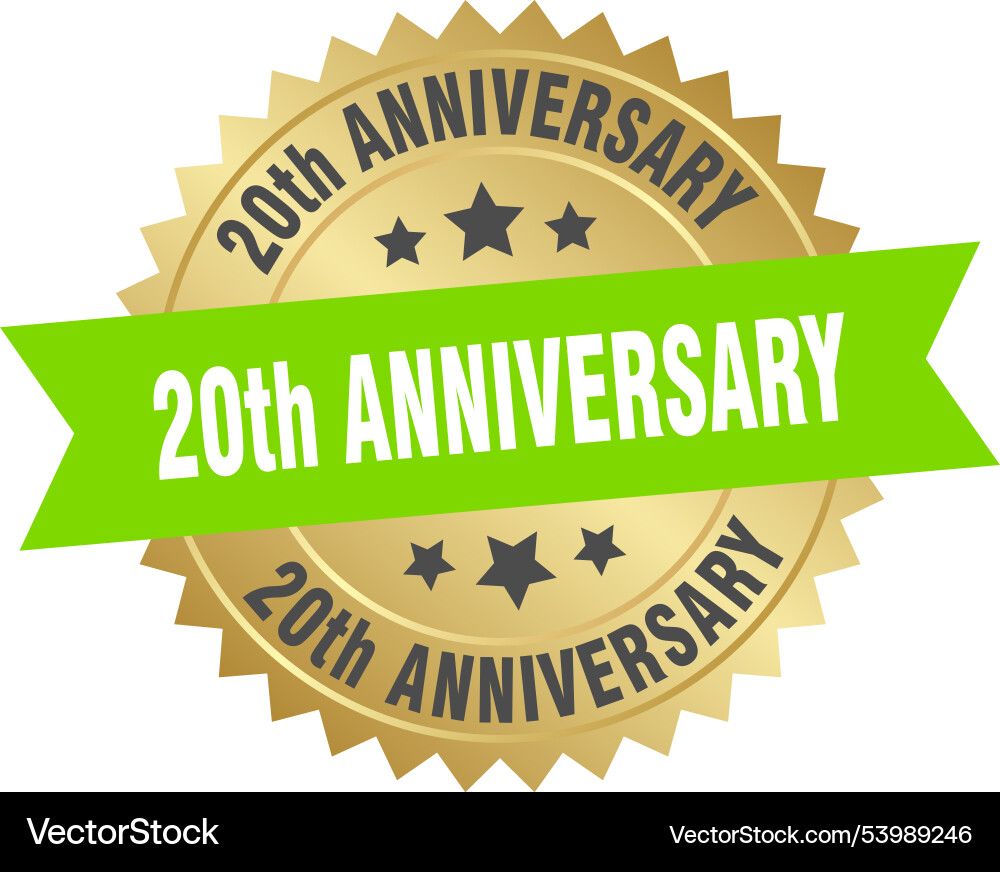 20th anniversary round green Royalty Free Vector Image