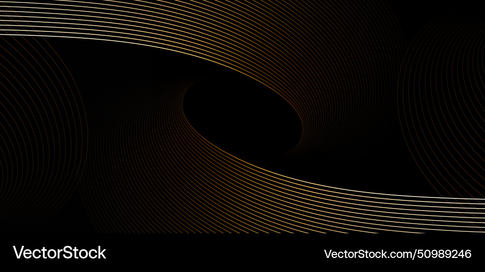 Abstract gold curved lines on black background Vector Image