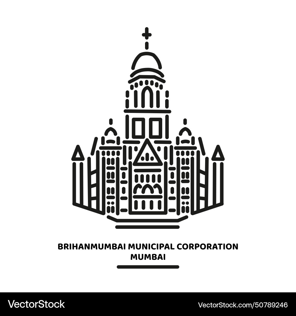 Bmc mumbai building line Royalty Free Vector Image