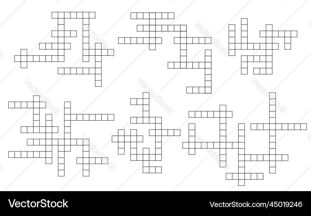 Crossword puzzle grid template blank empty boxes Vector Image