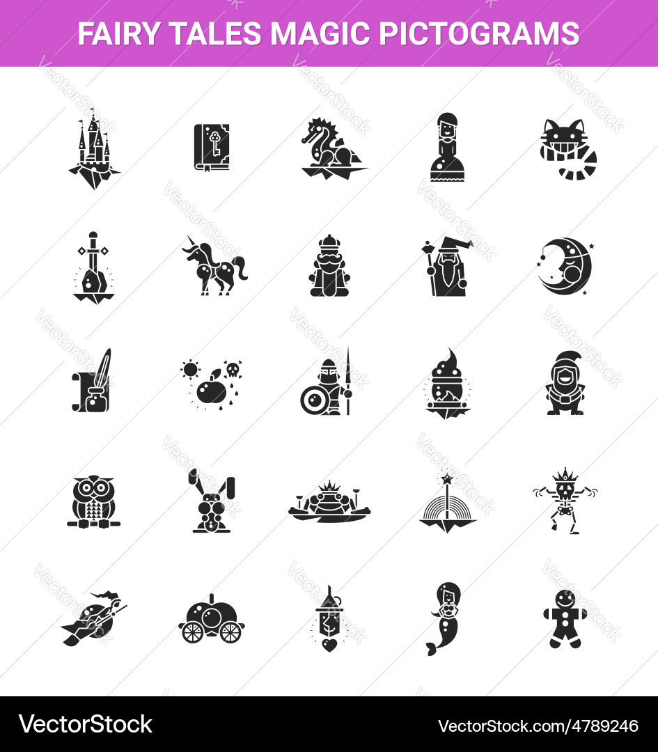 Fairy Tale Magic Icons Set Royalty Free Vector Image