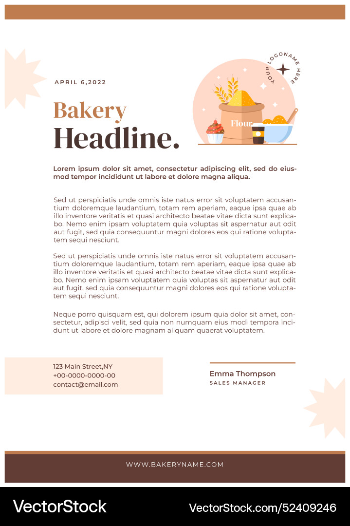 Flat design bakery shop letterhead template Vector Image