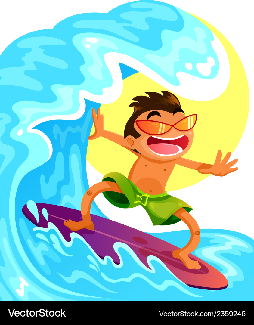 Happy surfer Royalty Free Vector Image - VectorStock