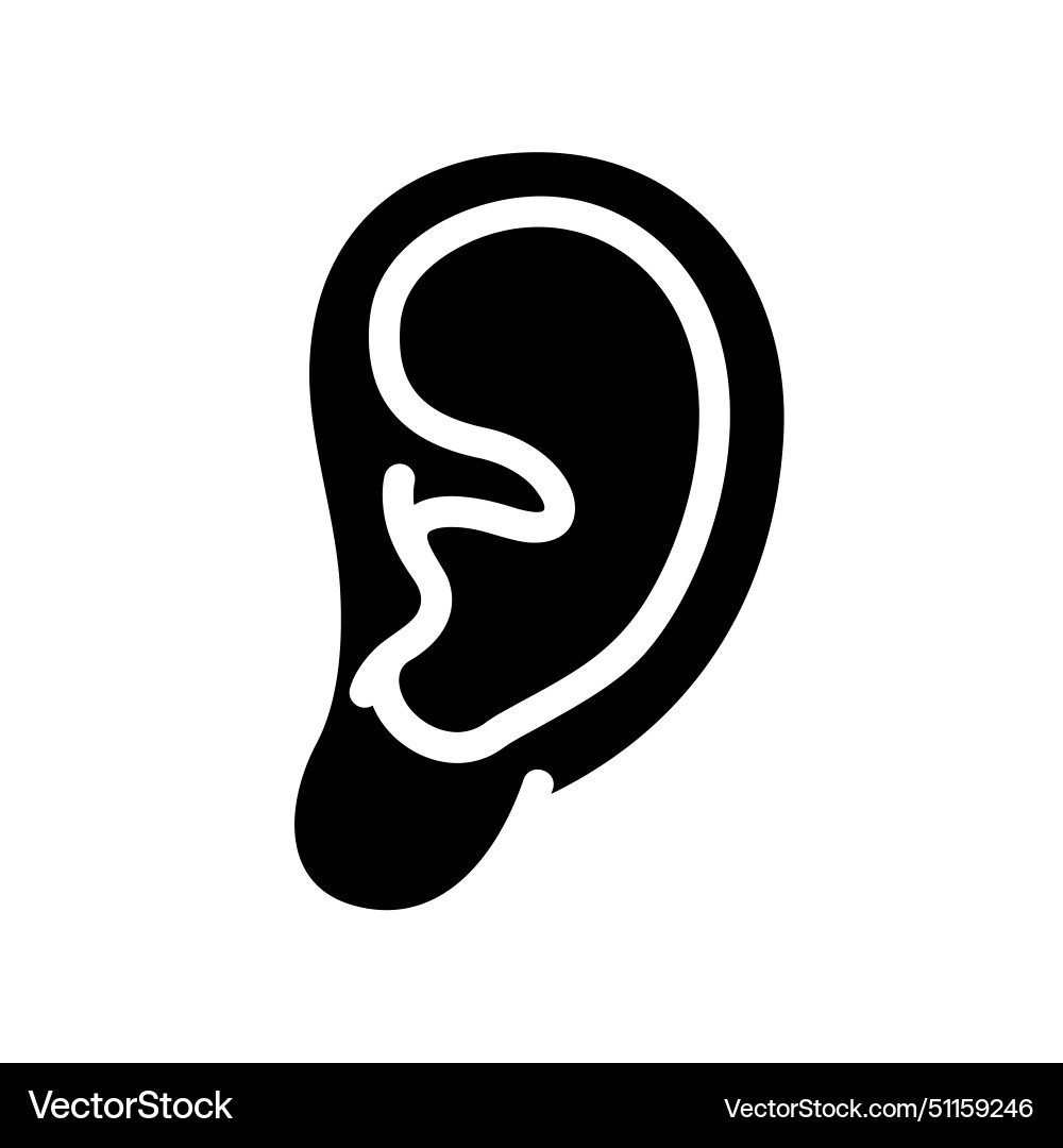 Human ear icon symbol noses silhouette Royalty Free Vector