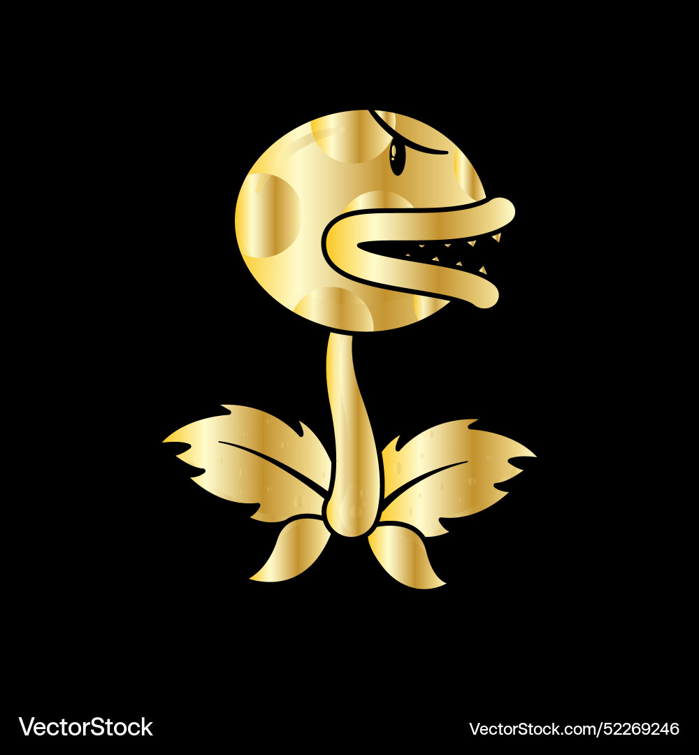 Monster flower game gold Royalty Free Vector Image