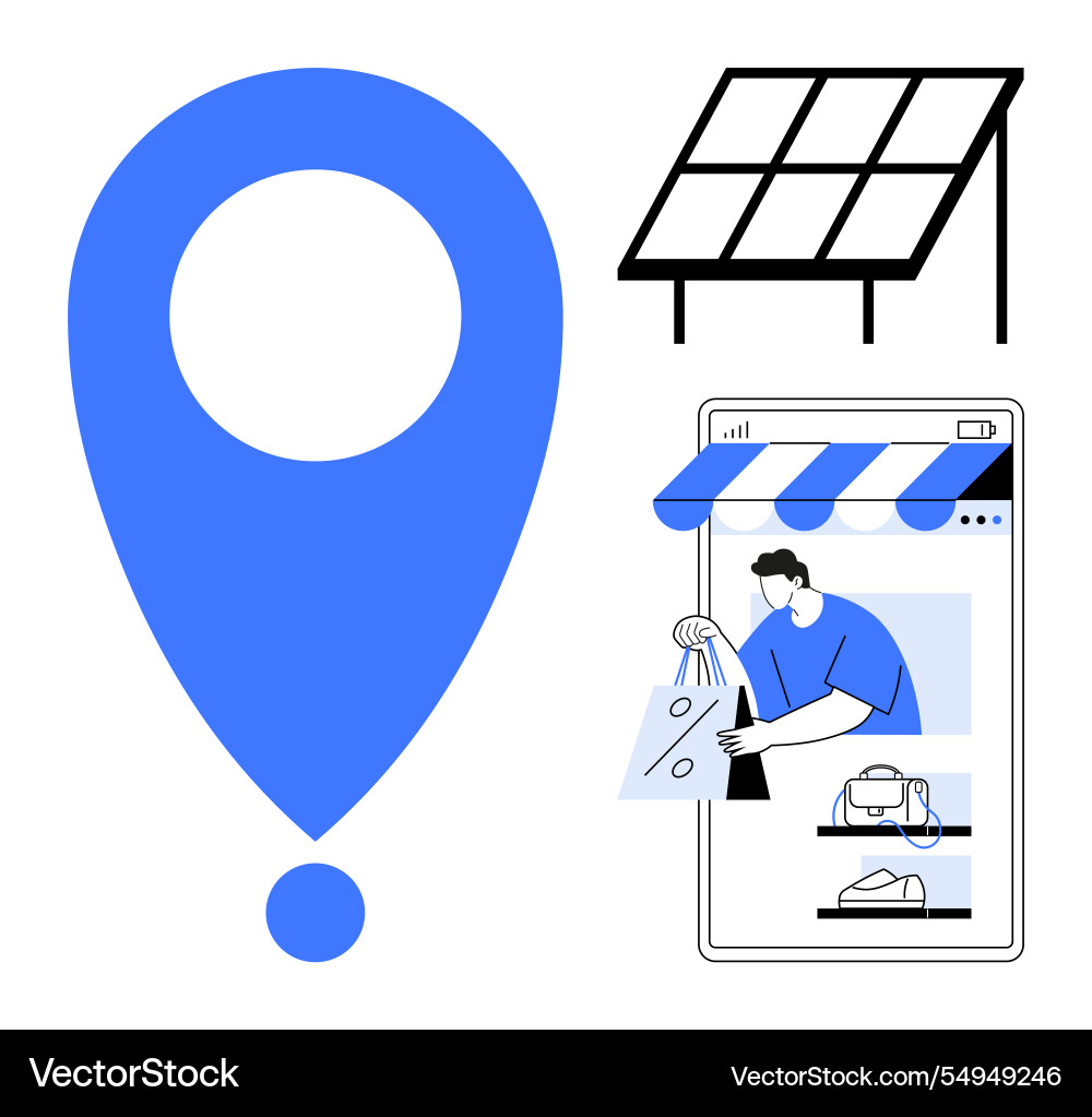 Online shopping and location tracking Royalty Free Vector