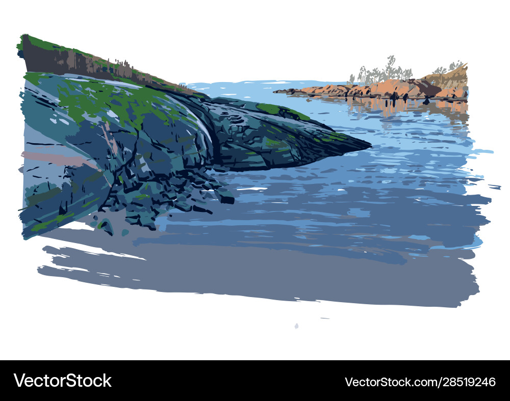Rocky shore gulf Royalty Free Vector Image - VectorStock